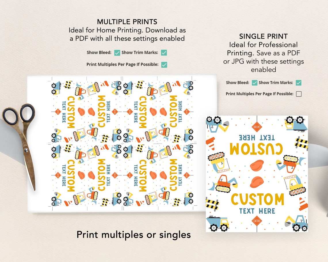 Construction Food Labels Template, Dump Trucks Party Place Card, Any ...