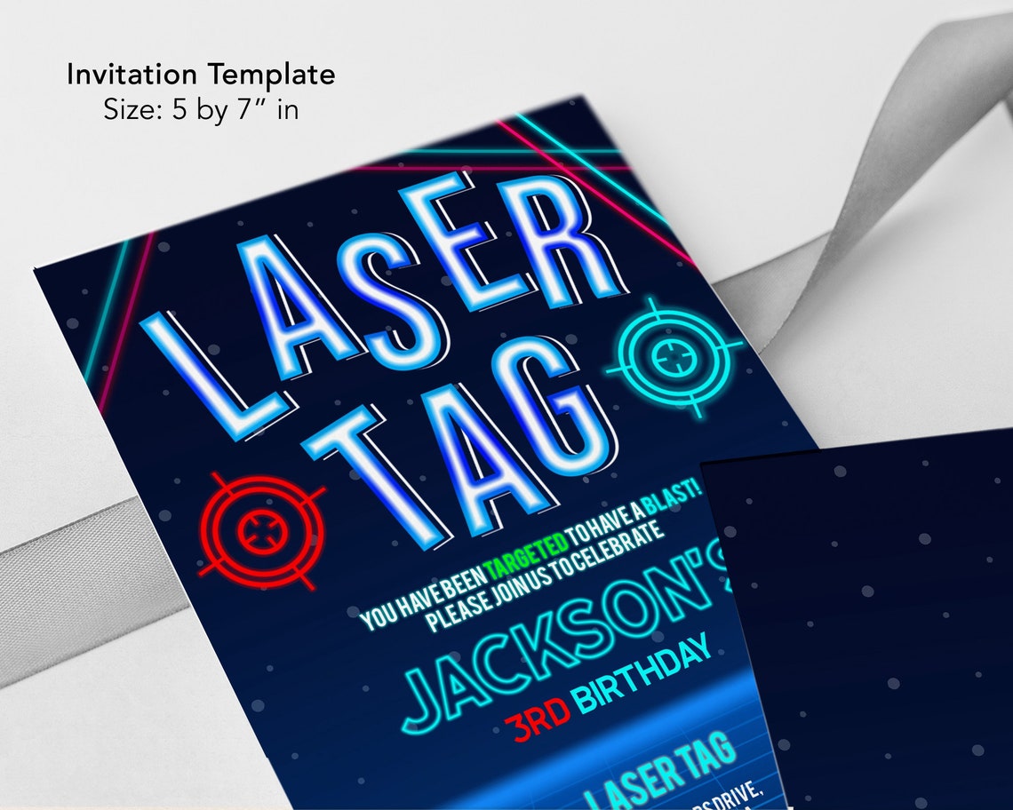 EDITABLE Laser Tag Birthday Invitation Laser Tag Party Invite | Etsy
