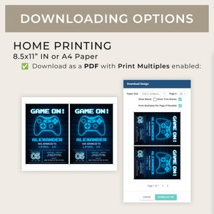 EDITABLE Video Game Party Invitation, Gamer Birthday Invite, Blue Glow ...