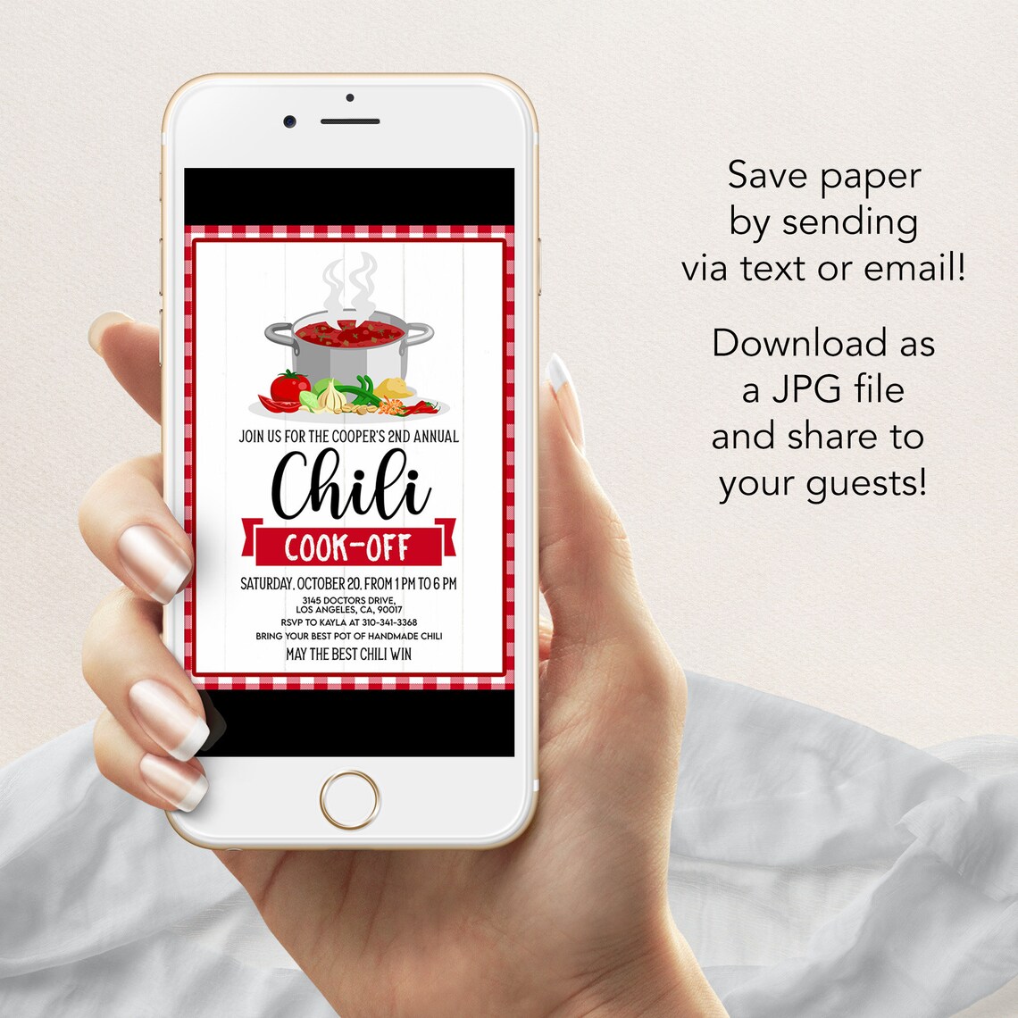 Chili Cookoff Invitation, Editable Chili Tasting Contest Competiton ...