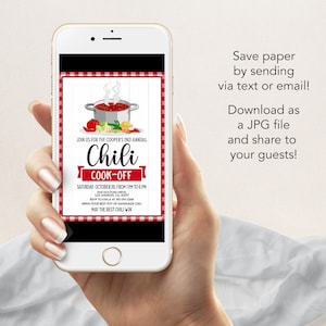 Chili Cookoff Invitation, Editable Chili Tasting Contest Competiton ...