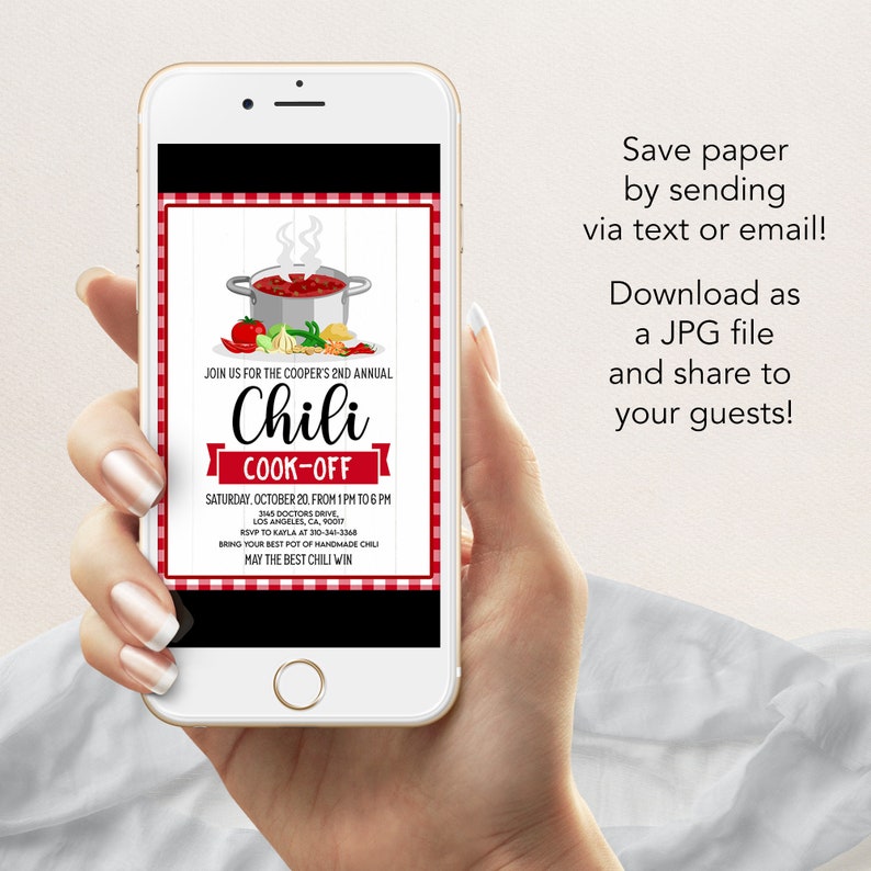 Chili Cookoff Invitation, Editable Chili Tasting Contest Competiton ...
