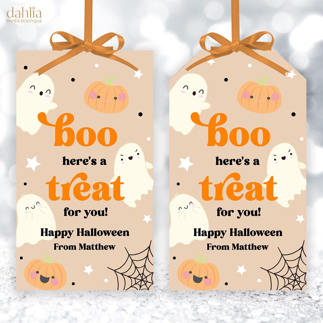 Boo Here's A Treat for You Tag, Printable Happy Halloween Ghost Favor ...