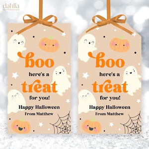 Boo Here's A Treat for You Tag, Printable Happy Halloween Ghost Favor ...