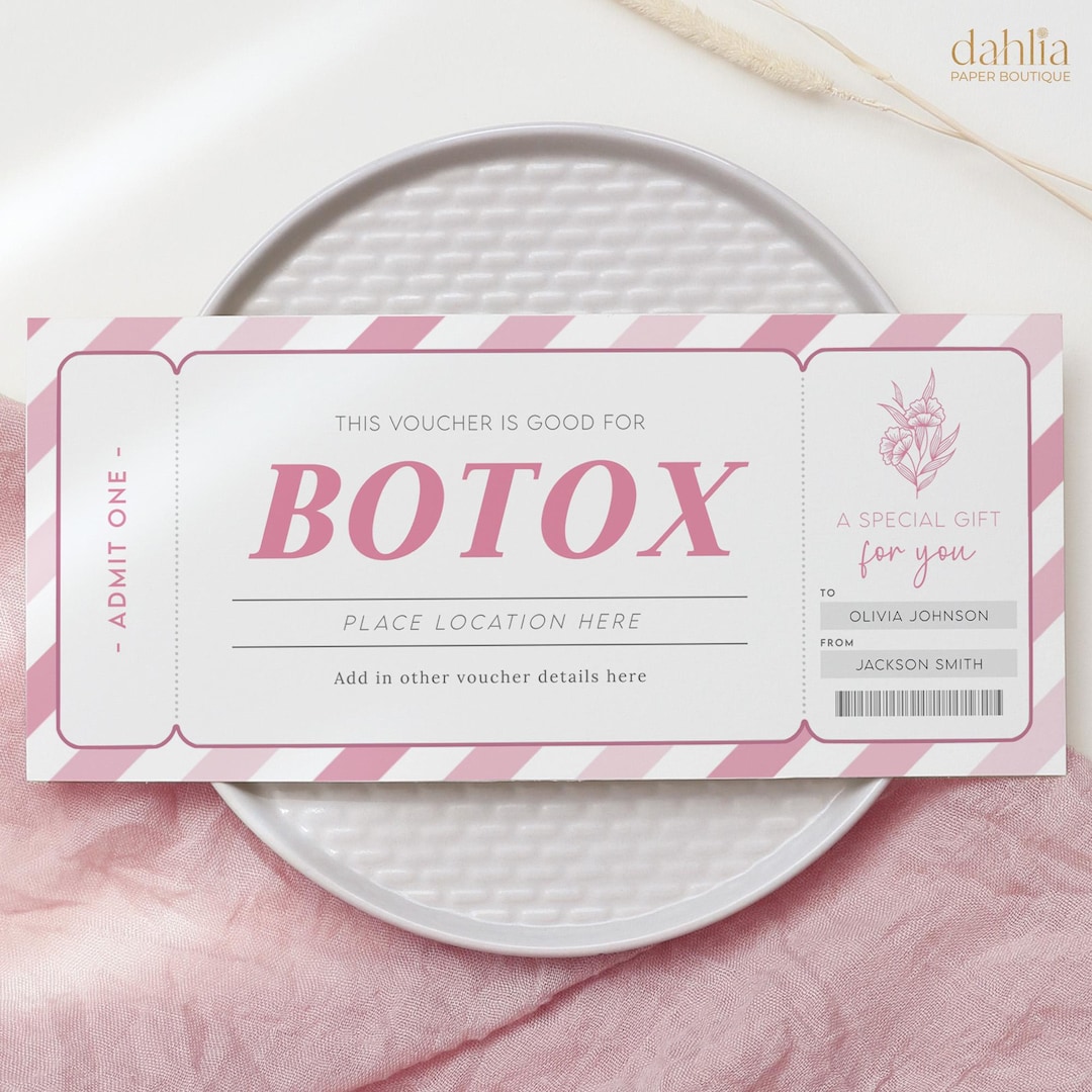 Botox Coupon Template, Editable Botox Gift Voucher, Botox Ticket Gift ...