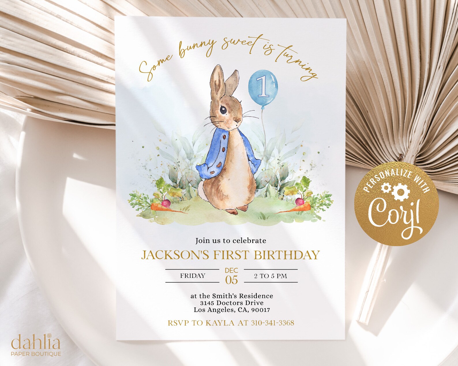 Peter Rabbit First Birthday Invitation Editable Invite - Etsy