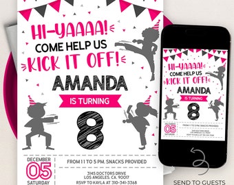 Karate Girl Birthday Party Invitation - Etsy