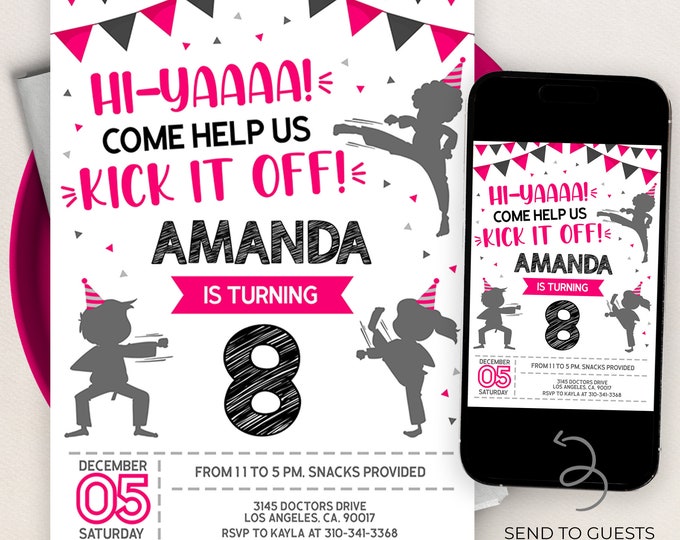 Editable Karate Birthday Party Invitation Template, Tae Kwon Do ...
