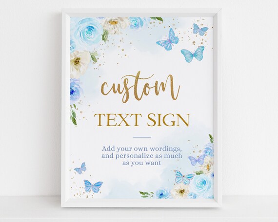 EDITABLE Butterfly Birthday Custom Text Sign, Magical Garden Party ...