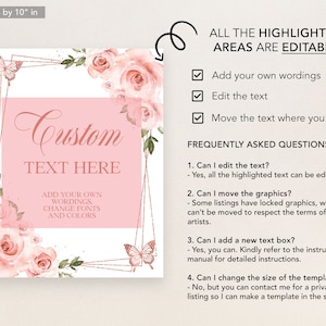 Pink and Rose Gold Quinceañera Custom Sign, Editable Tiara Rose 15th ...