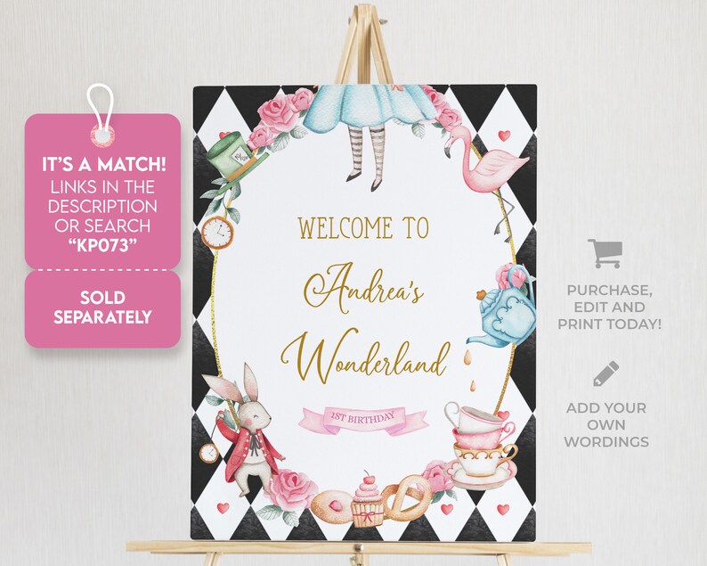 Alice in Wonderland Gable Box Label Template Editable - Etsy