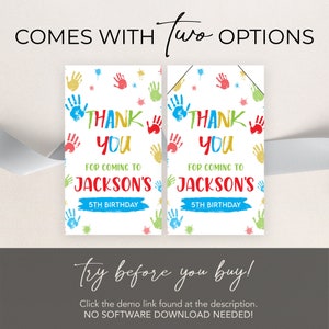 EDITABLE High Five Birthday Thank You for Coming Gift Tag, Printable Hi ...