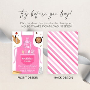 EDITABLE Cooking Birthday Invitation, Pink Kitchen Party Invite, Our ...
