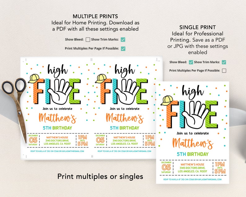 High Five Birthday Invitation Editable Hi Five Invite - Etsy