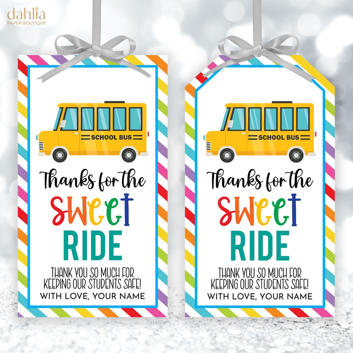 Editable School Bus Driver Favor Tags, Appreciation Week Gift Tag ...