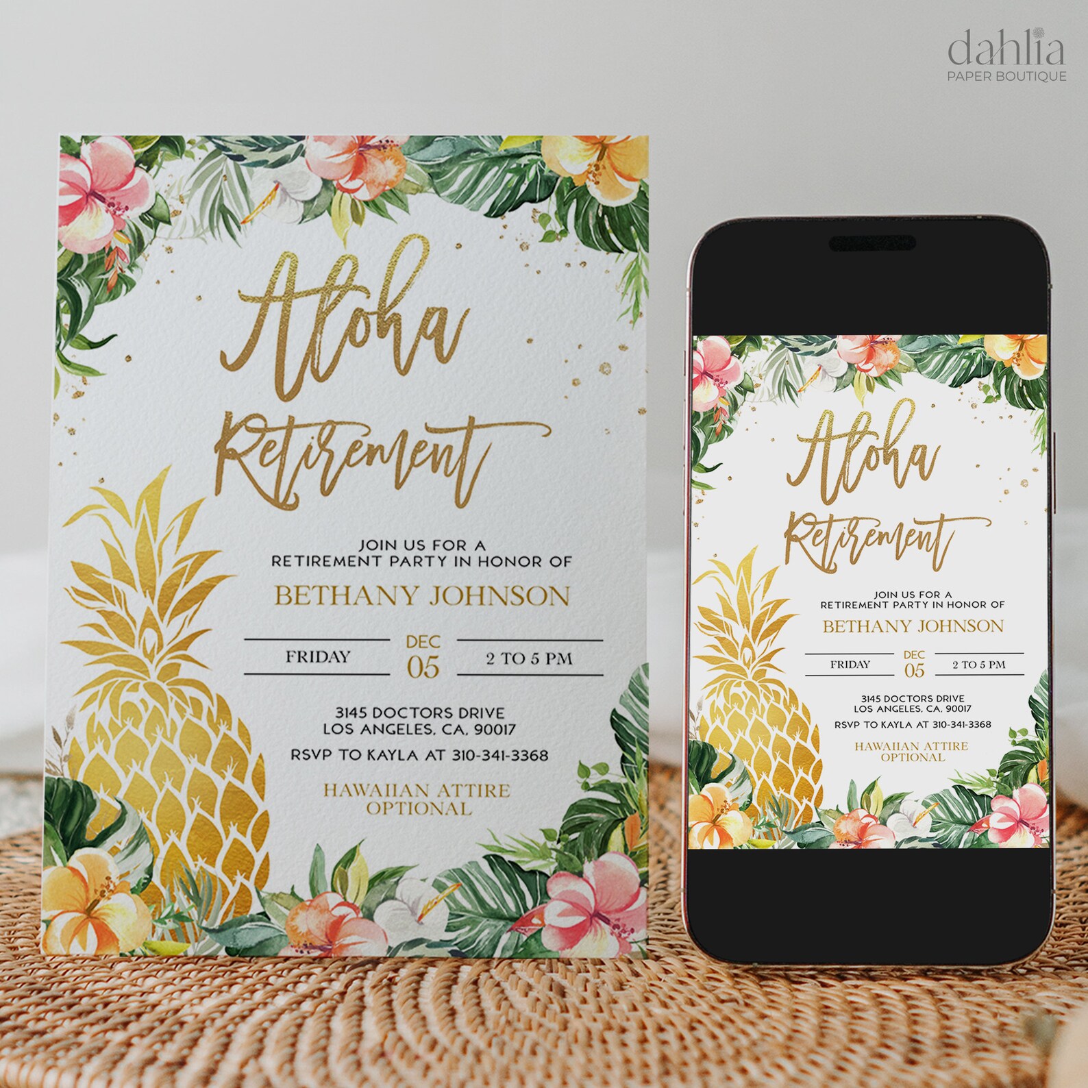 Aloha Retirement Invitation, Editable Hawaiian Retirement Invite ...