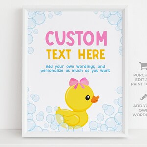 Rubber Duckie Birthday Custom Text Sign, EDITABLE Duck Party Decor ...