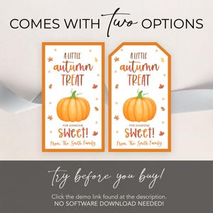 Editable Thanksgiving Gift Tag, Autumn Treat Party Favor, Thankful for ...