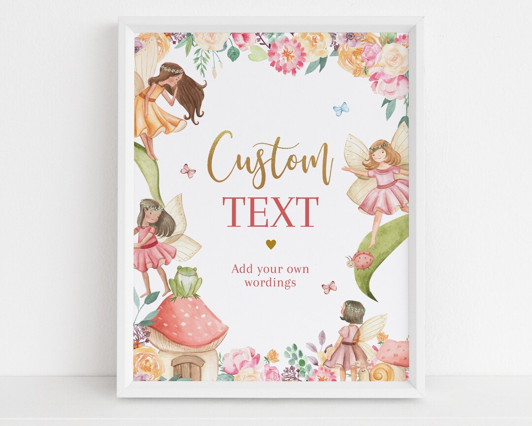 EDITABLE Fairy Birthday Custom Text Sign, Magical Fairy Birthday Custom ...