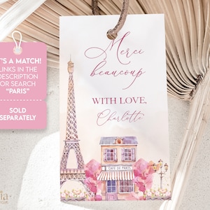 Paris Birthday Food Labels Template, Parisian Cafe Place Card, Eiffel ...