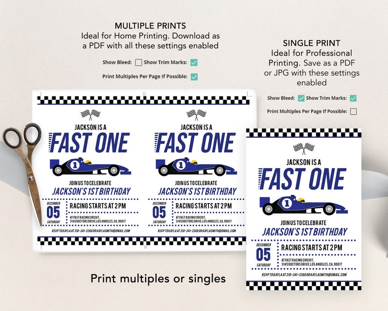 Fast One First Birthday Invitation Template Editable Race Car - Etsy