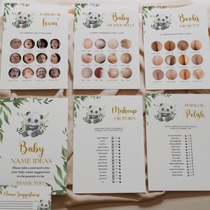 EDITABLE 80 Panda Baby Shower Games, Printable Panda Bear Baby Shower ...