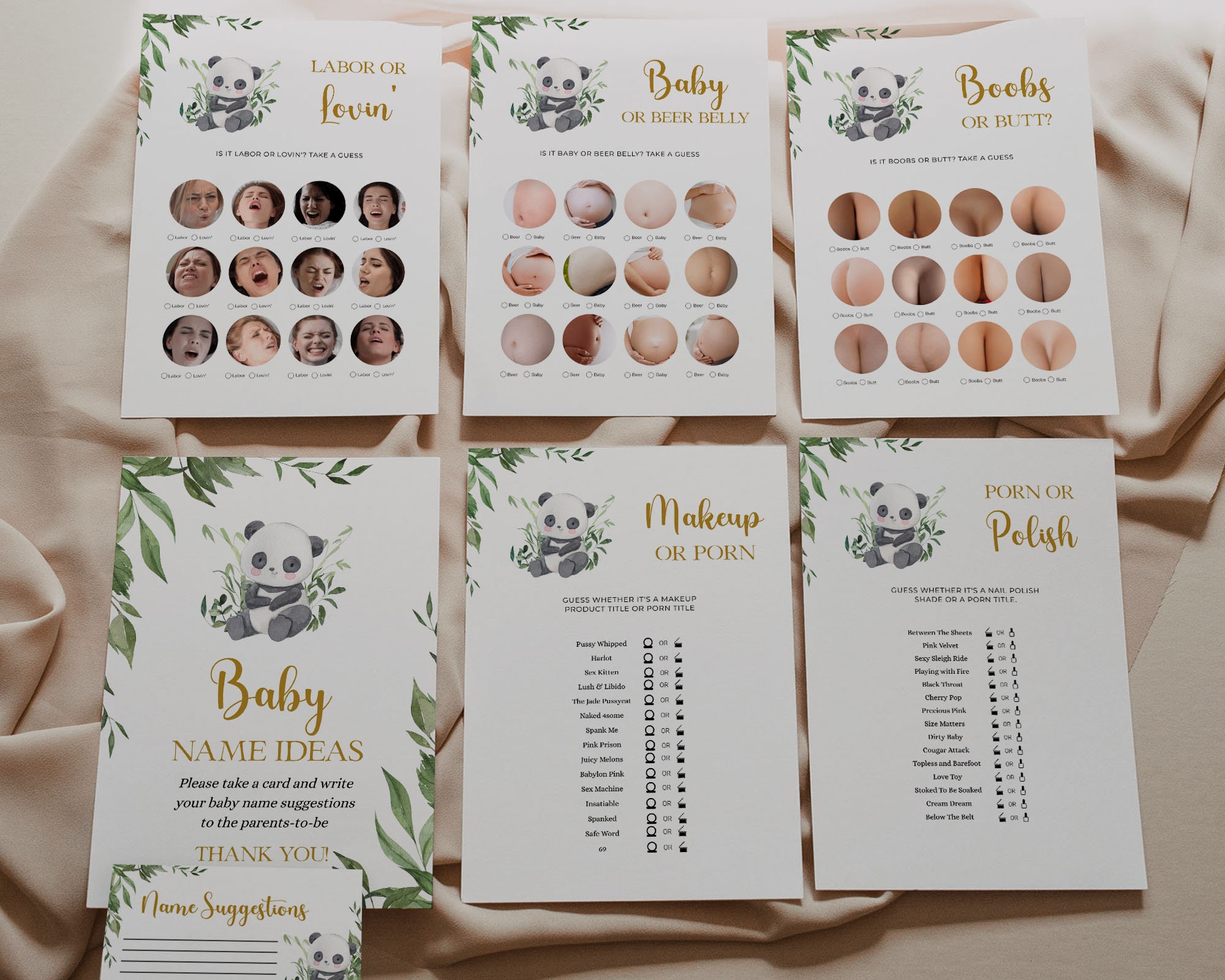 EDITABLE 80 Panda Baby Shower Games, Printable Panda Bear Baby Shower ...