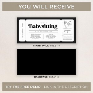 Babysitting Gift Voucher, Editable Babysitting Coupon Template ...