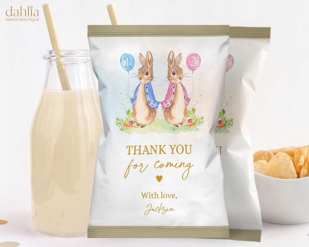 Peter Rabbit Chip Bag Label Template, EDITABLE Chips Wrapper, Rustic ...
