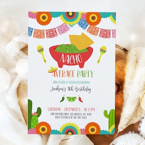 Nacho Average Party Invitation, EDITABLE Fiesta Birthday Invite ...