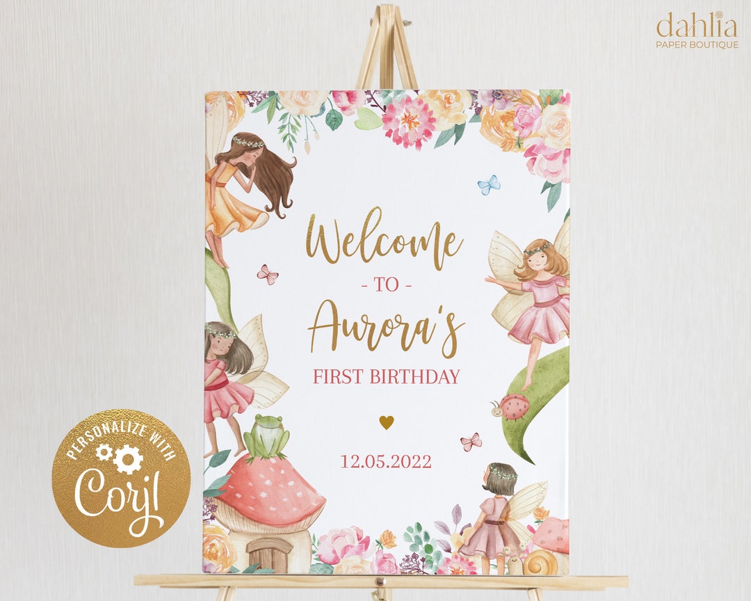 EDITABLE Fairy Birthday Welcome Sign, Magical Fairy Birthday Welcome ...