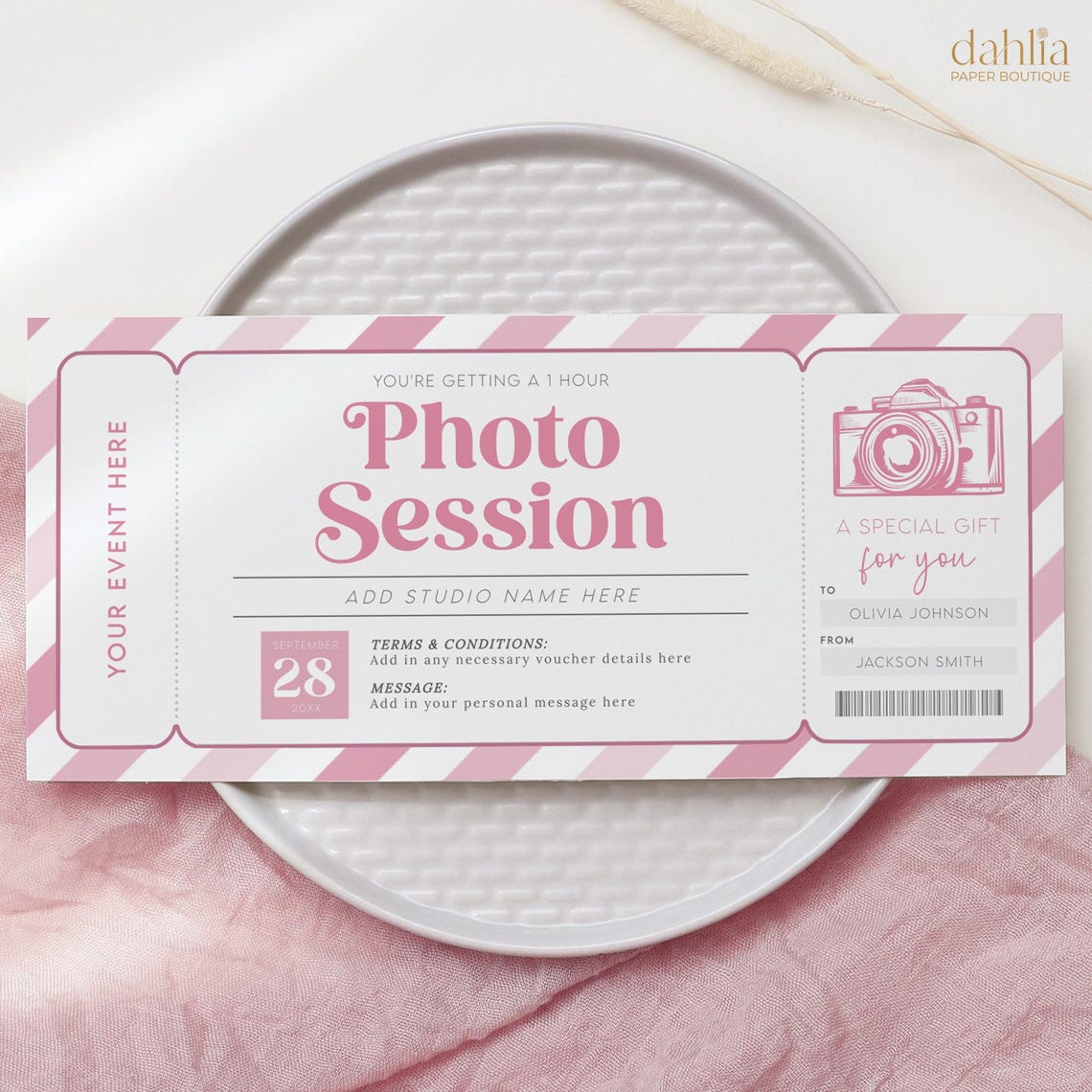 Photo Session Gift Voucher, Editable Photography Gift Card Printable ...