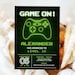 EDITABLE Video Game Party Invitation, Gamer Birthday Invite, Green Glow ...