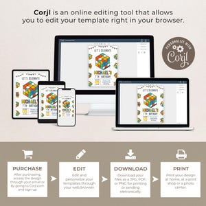 EDITABLE Puzzle Cube Party Invitation, Kids Game Birthday Invite, Game ...