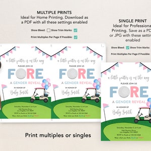Golf Gender Reveal Par-tee Invitation, EDITABLE Golfing Coed Gender ...