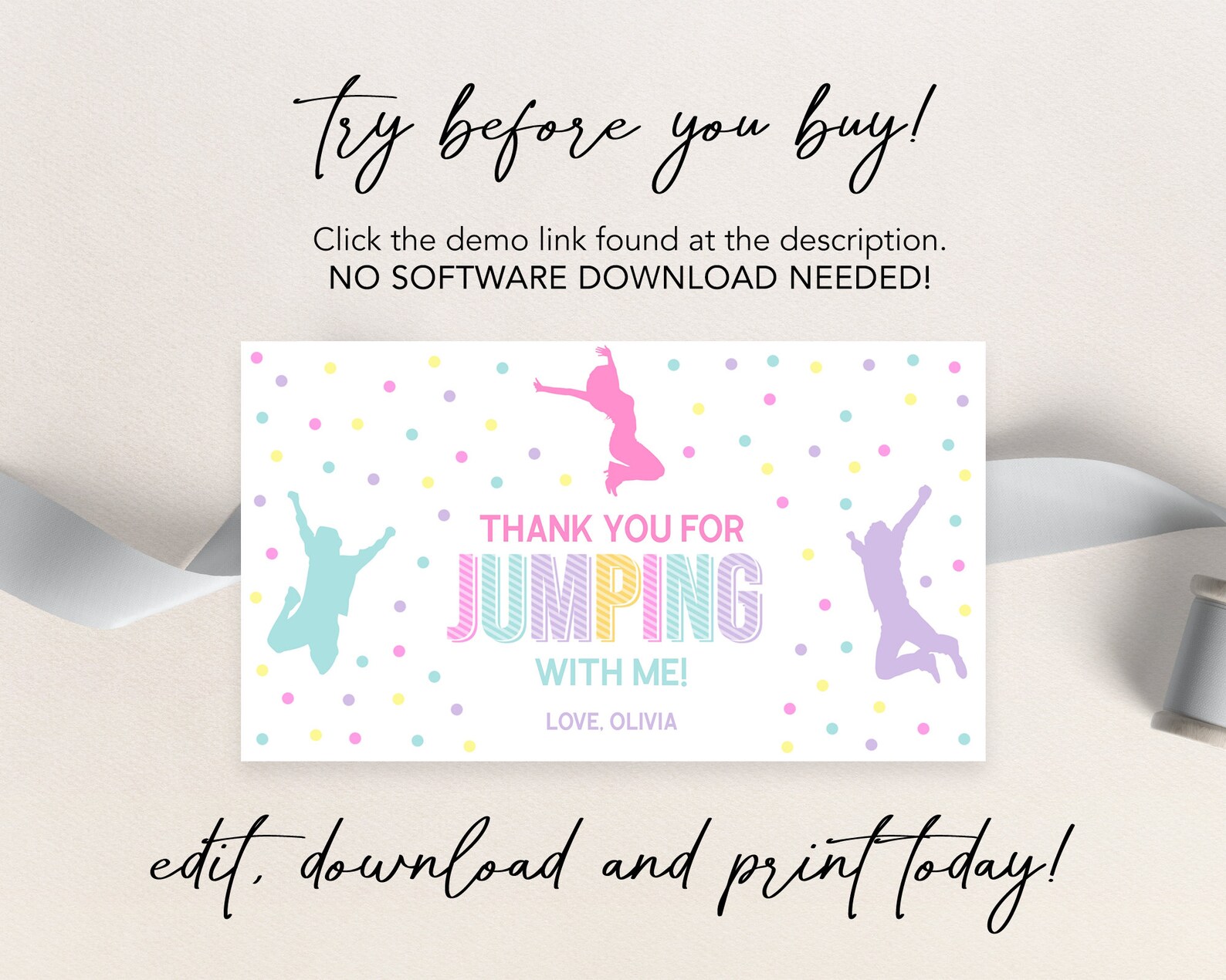 Jump Gable Box Label Template Editable Trampoline Party - Etsy