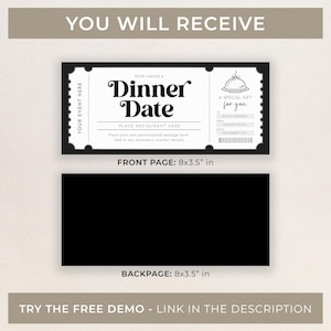 Dinner Date Gift Voucher, Editable Dinner Reservation Coupon, Dinner ...