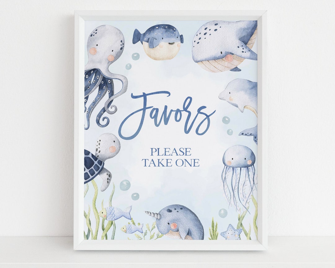 Under the Sea Favors Sign, Editable Ocean Animals Party Decor, Nautical ...