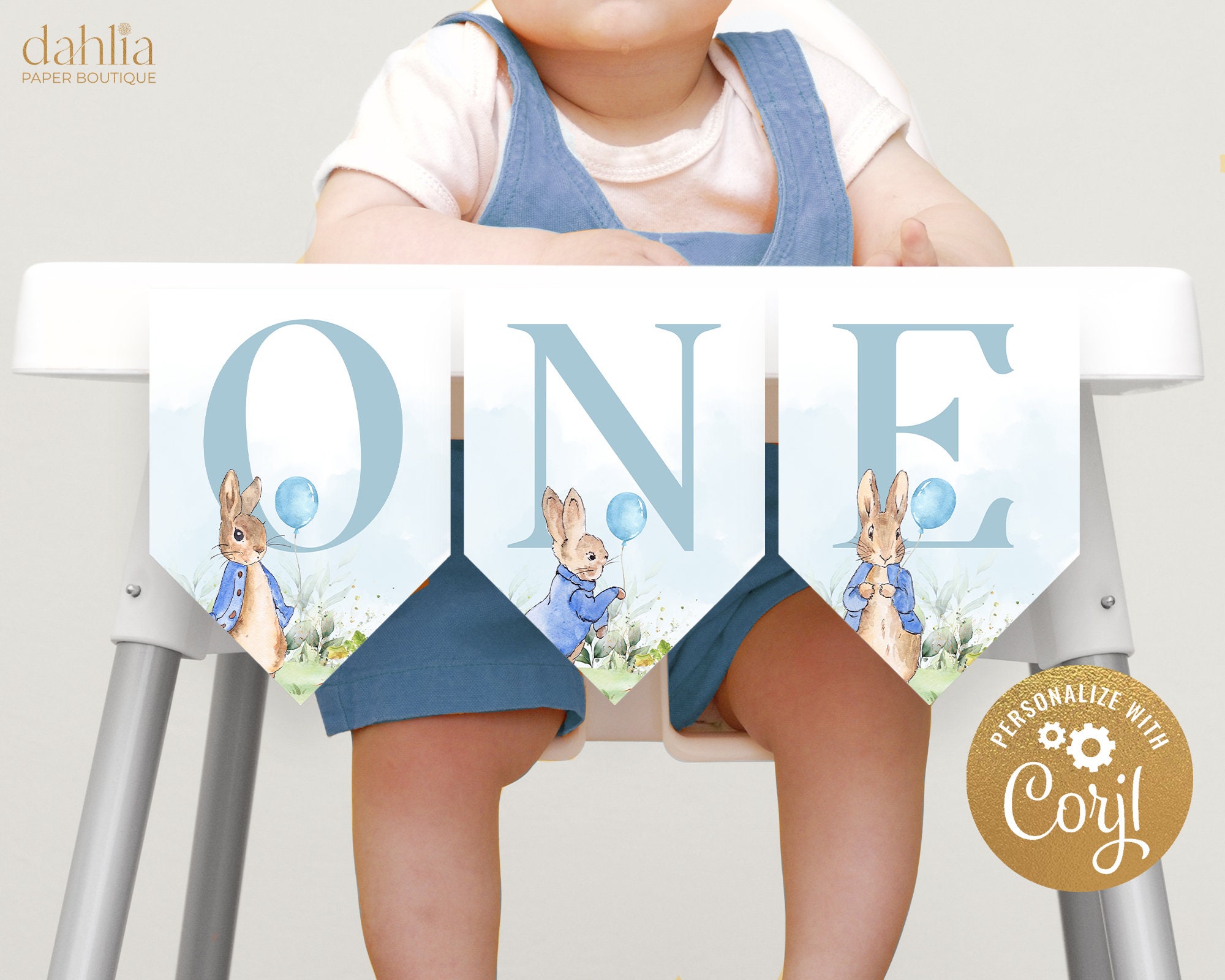Peter Rabbit 1st Birthday High Chair Banner Editable Rustic - Etsy