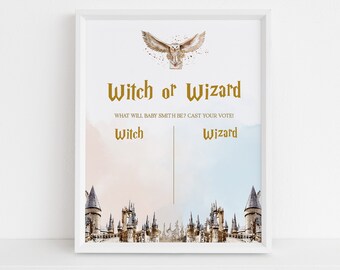 Editable Witch or Wizard Gender Reveal Bundle Template - Etsy