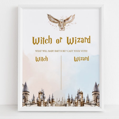 Editable Witch or Wizard Gender Reveal Invitation Template - Etsy