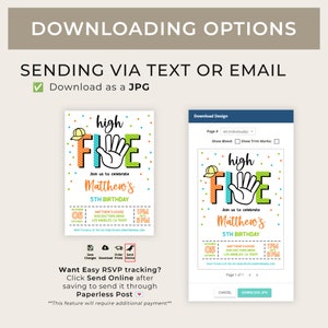 High Five Birthday Invitation, Editable Hi Five Invite Template, Boys ...