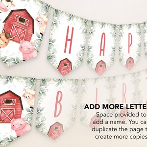 EDITABLE Farm Happy Birthday Banner, Ranch Animals Birthday Banner ...