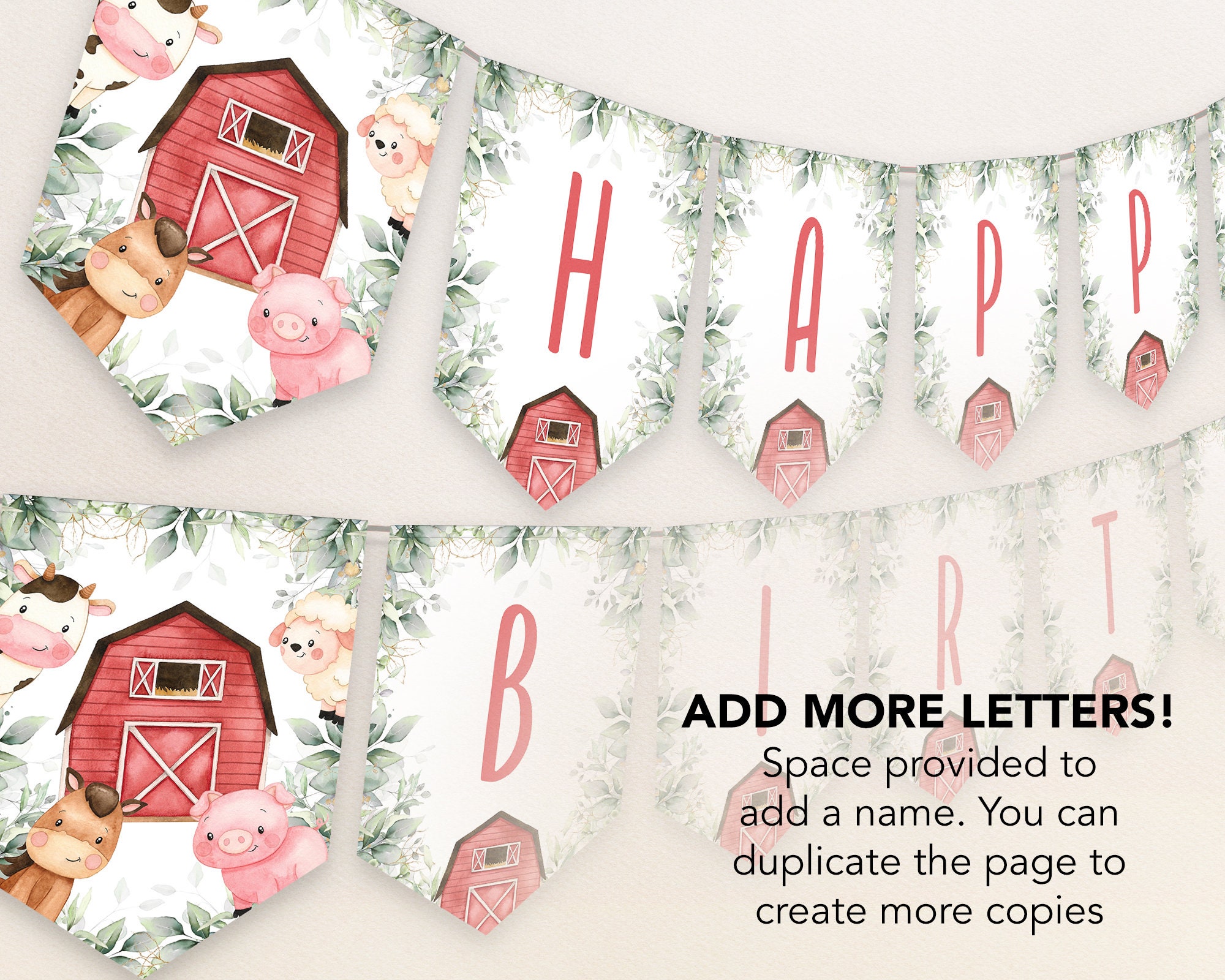 EDITABLE Farm Happy Birthday Banner Ranch Animals Birthday - Etsy Australia