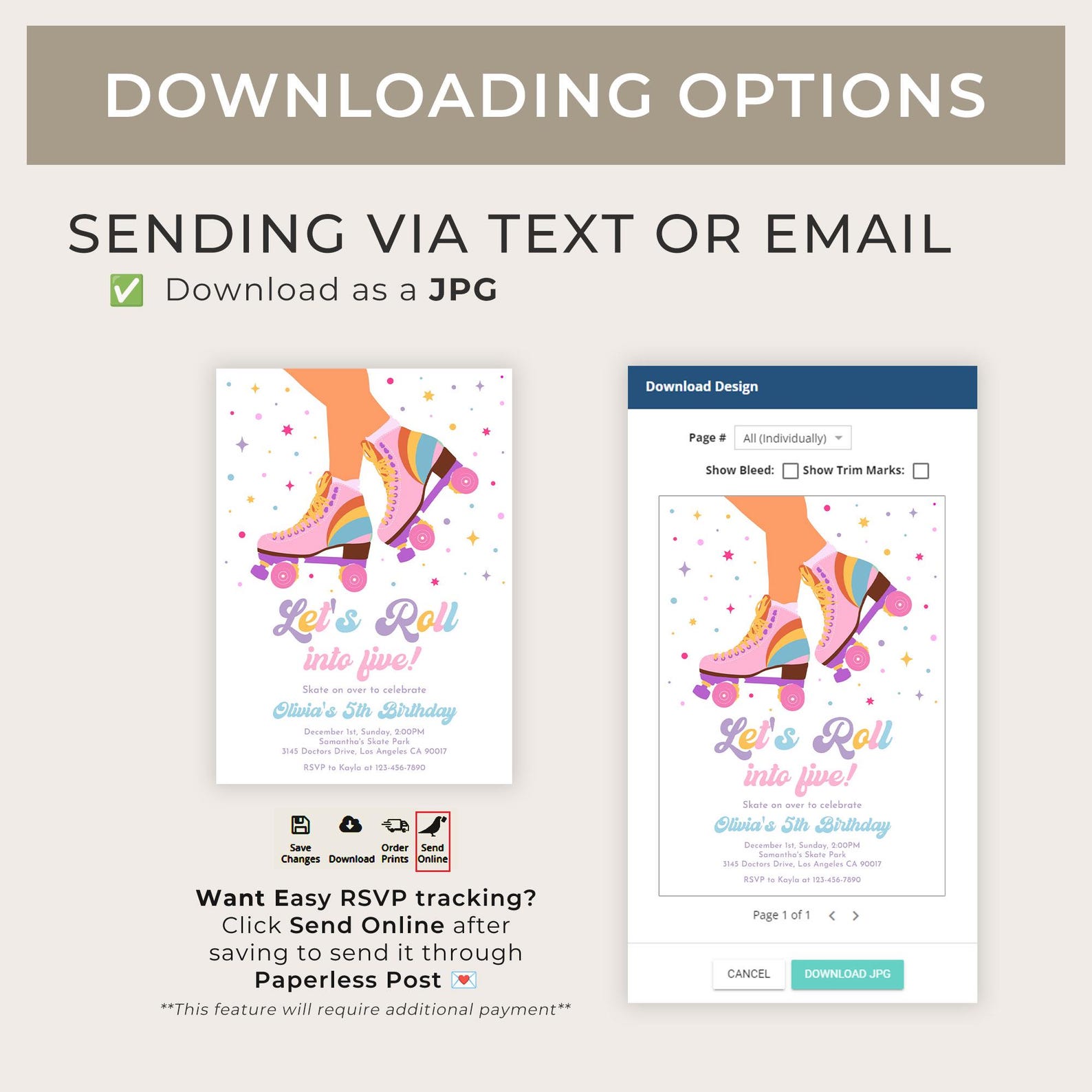Roller Skating Birthday Invitation, EDITABLE Groovy Skate Party ...
