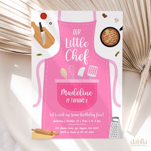 EDITABLE Cooking Birthday Invitation, Pink Kitchen Party Invite, Our ...