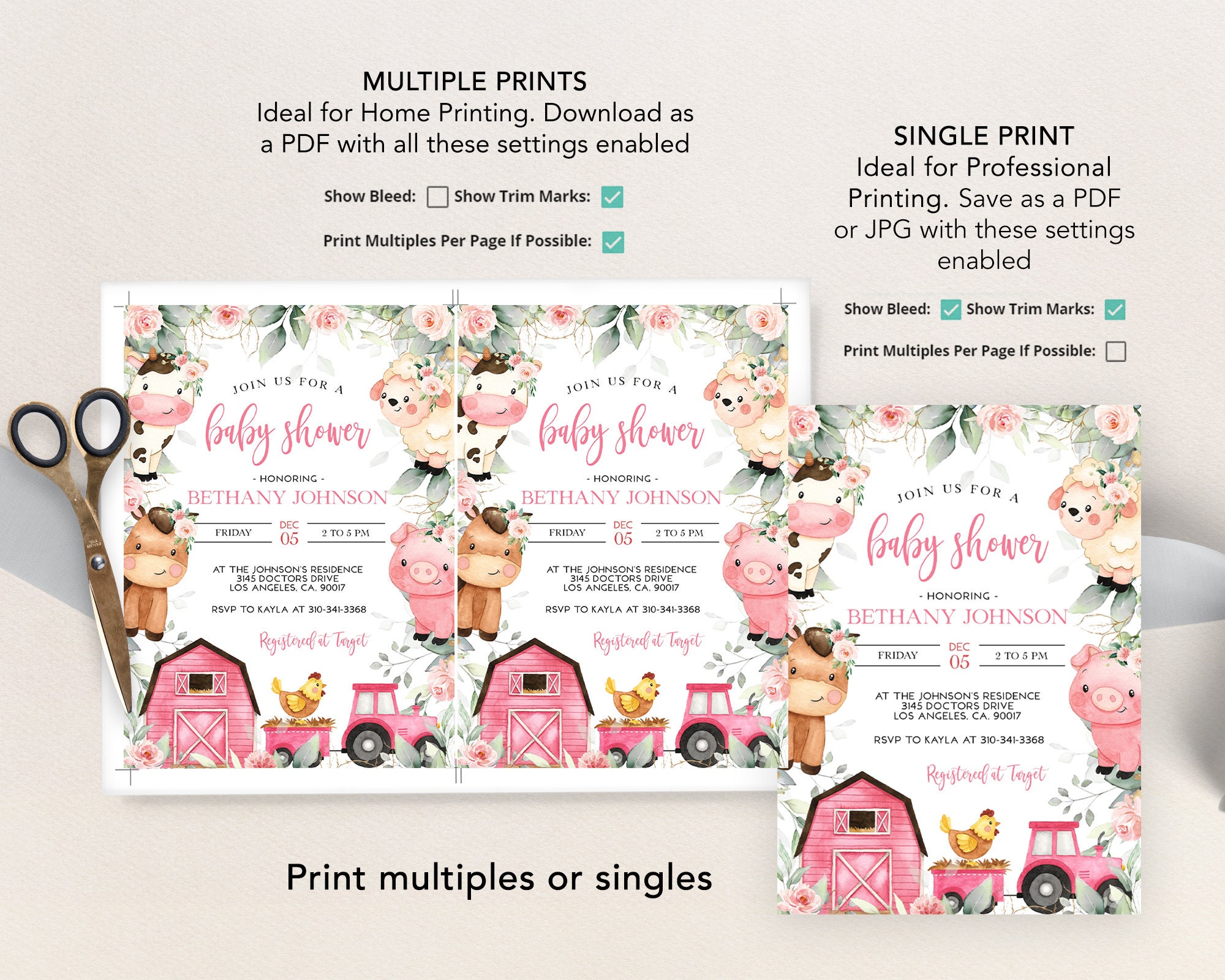 EDITABLE Farm Baby Shower Invitation Template Set Barn - Etsy