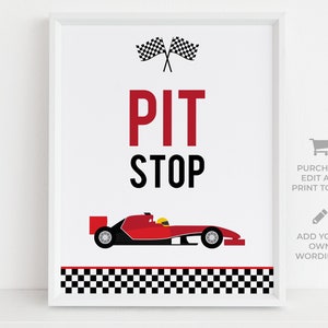 Fast One Pit Stop Custom Sign, EDITABLE Race Car Party Decor, First ...