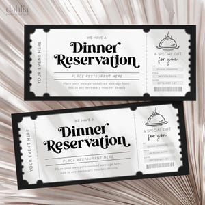 Dinner Reservation Gift Voucher, Editable Dinner Date Coupon, Dinner ...