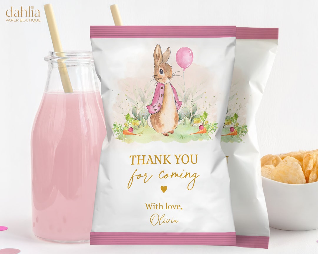 Peter Rabbit Chip Bag Label Template, EDITABLE Chips Wrapper, Rustic ...